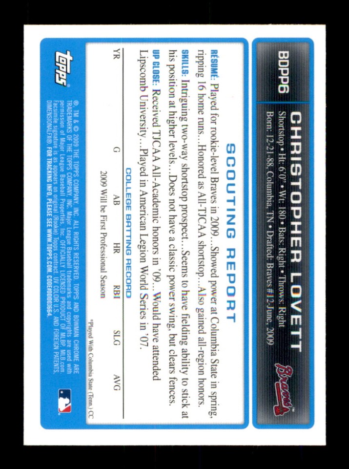2009 Bowman Chrome - Christopher Lovett - On Card Autograph | eBay