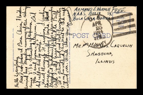 US POSTCARD WORLD WAR II NAVY CANCEL FREE FRANK BOCA CHICA FLORIDA | eBay