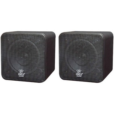 Pair New Pyle PCB4BK 4'' 200 Watt Black Mini Cube Bookshelf Speaker In ...