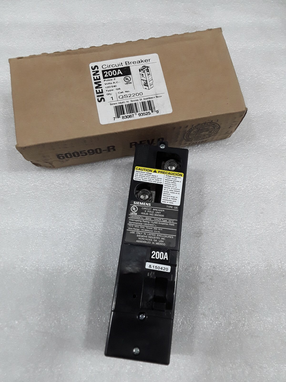 QS2200 SIEMENS 2POLE 200AMP 120/240V NEW | eBay