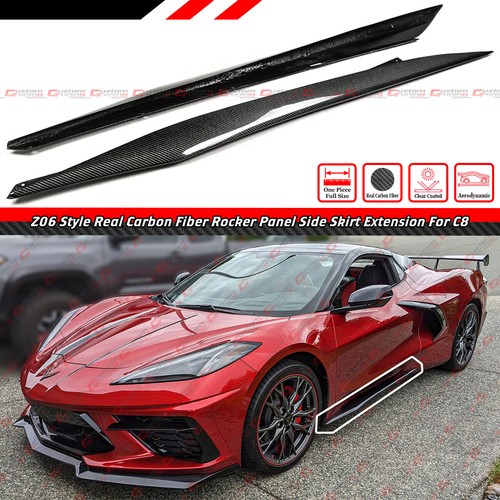 For 2020-25 Corvette C8 Real Carbon Fiber Z06 Style Side Skirt Rocker ...