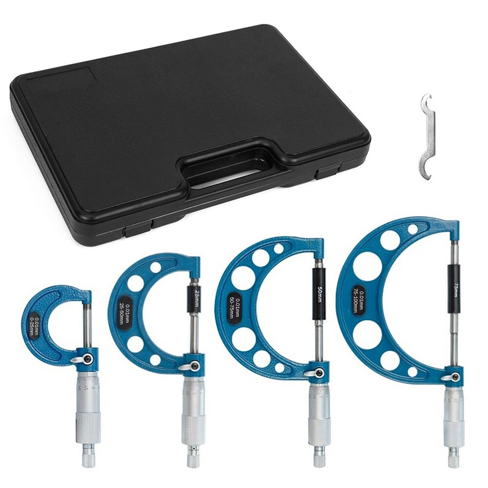 Outside Micrometer 0-100mm(4") Metric Premium Precision Set External ...