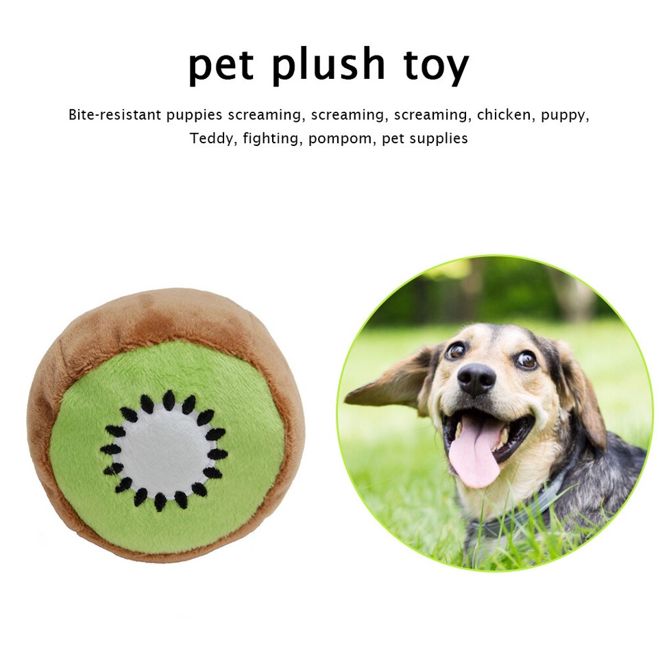 Stuffed Plush Dog Toy Kiwifruit Watermelon Fruit Shaped Squeak Toys for ...