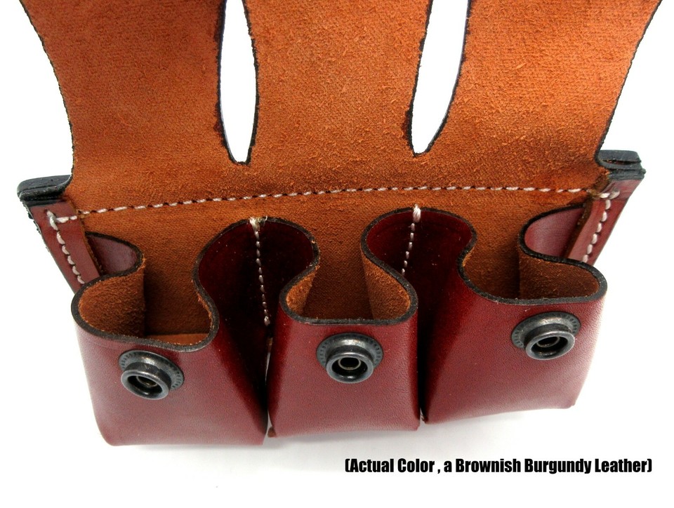 Brown Leather Triple Speedloader Pouch for 22 38 357 44 45 Five/Six ...