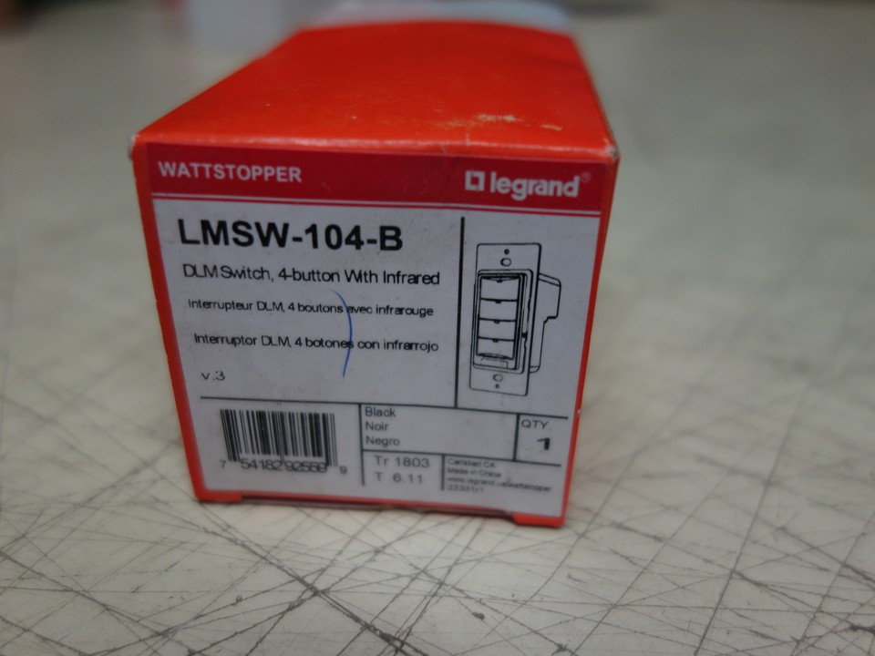 LEGRAND WATTSTOPPER LMSW-104-B DLM SWITCH 4-BUTTON WITH INFRARED BLACK ...