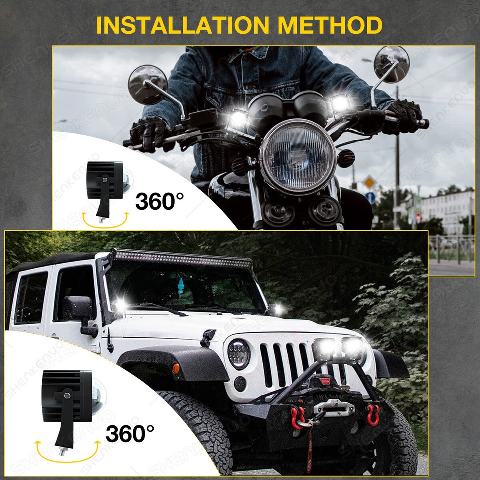 2x 2Inch LED Cube Pods Work Lights Bar Spot Fog Lamps For Jeep Driving ...