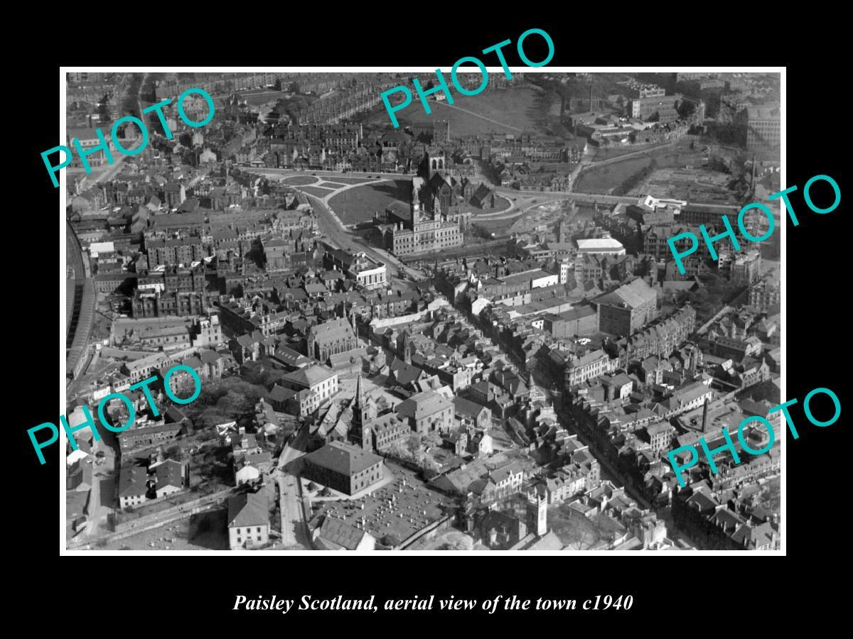 OLD 8x6 HISTORIC PHOTO OF PAISLEY SCOTLAND AERIAL VIEW OF THE TOWN ...
