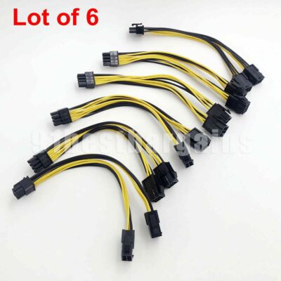 6X NEW REPLACE NVIDIA Dual 6 Pin Female to 8 Pin Male Video-Card ...
