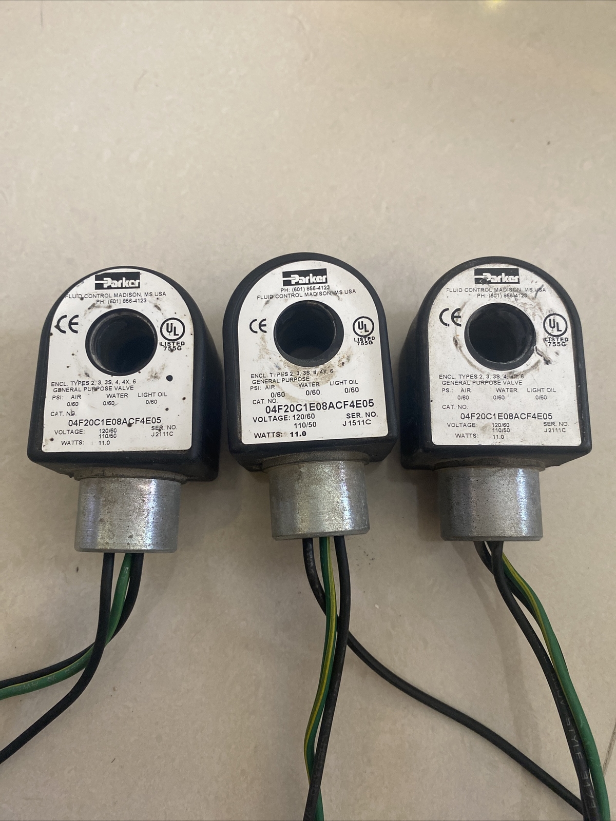 LOT OF 3 Parker VAL07378 General Purpose Solenoid COIL ...