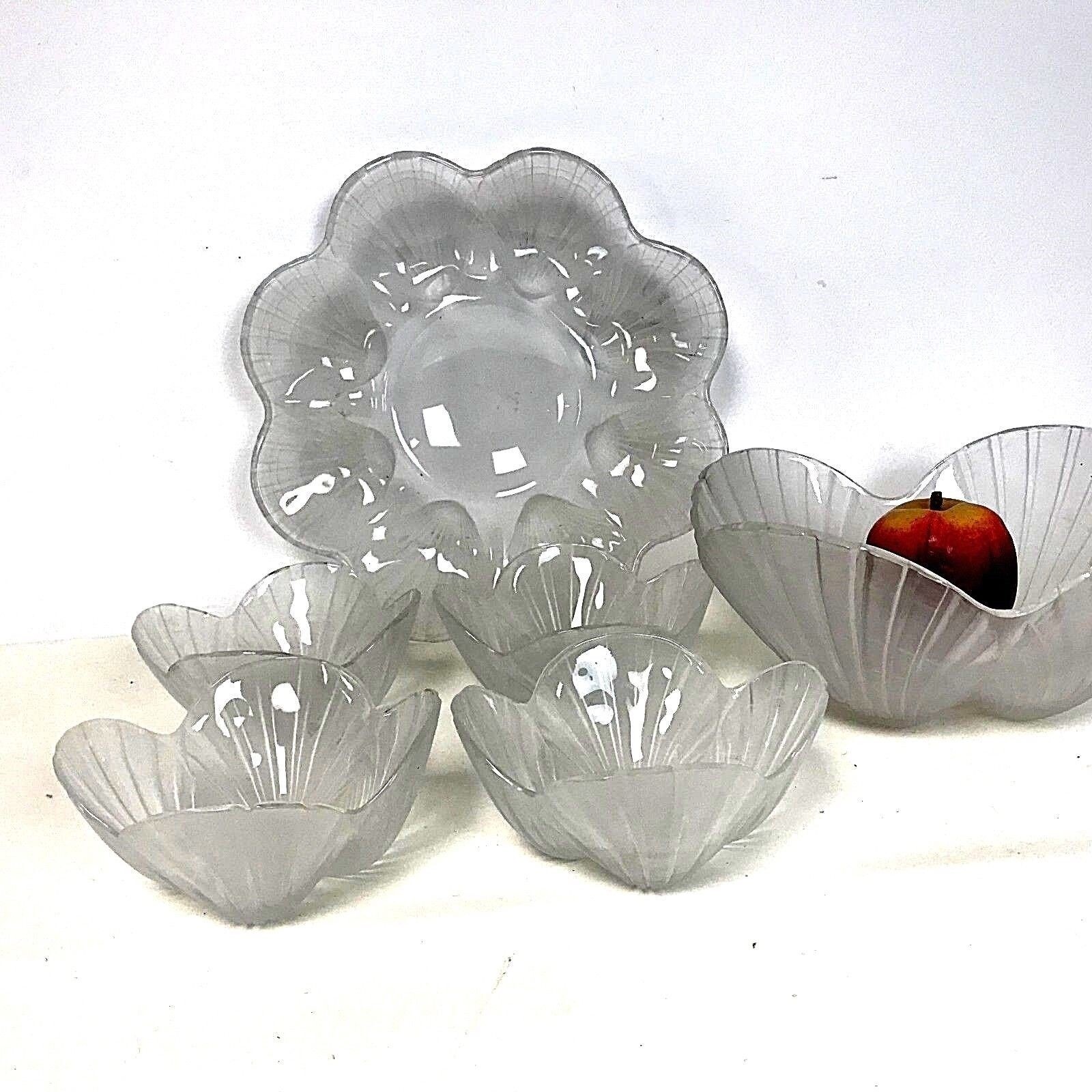 6 Piece Serving Mikasa Crystal Frosted Glass Scallop Shell Tray Large ...