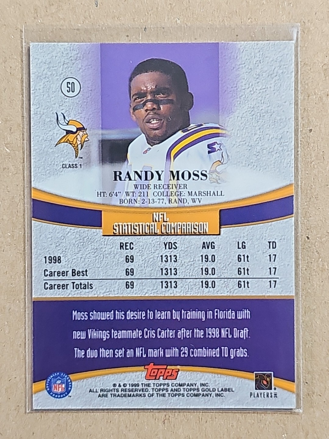 1999 Topps Gold Label - Class 1 #50 Randy Moss for sale online | eBay