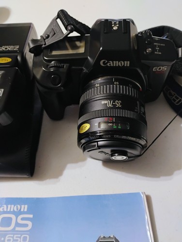 Canon EOS 620 35mm AF SLR Film Camera Body w/ Cap & Strap , Canon 420EZ ...