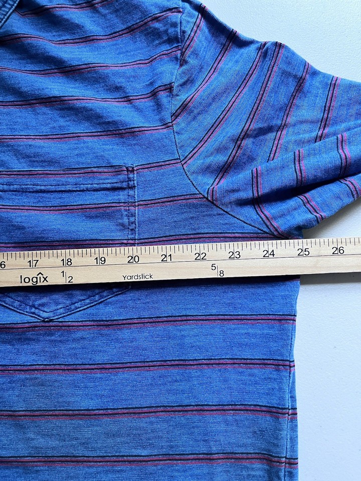 Johnnie O Polo Shirt Mens XL Blue Red Stripe Tilly Long Sleeve Pocket ...