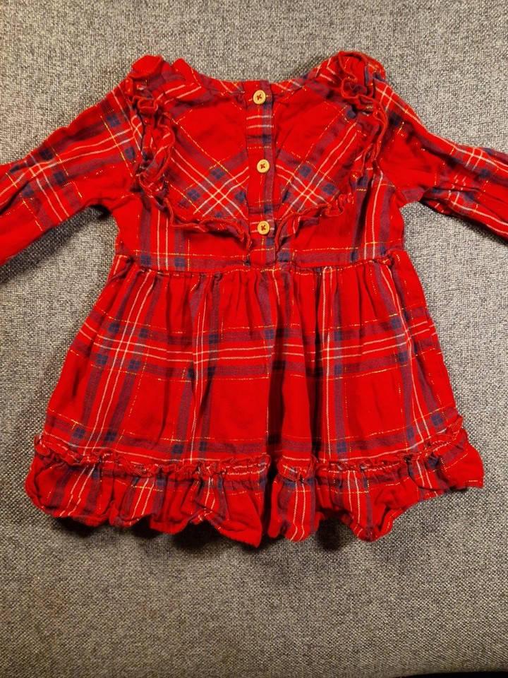 Tartan Christmas Party Dress 6-9 Months Baby Red Long Sleeved Outfit ...