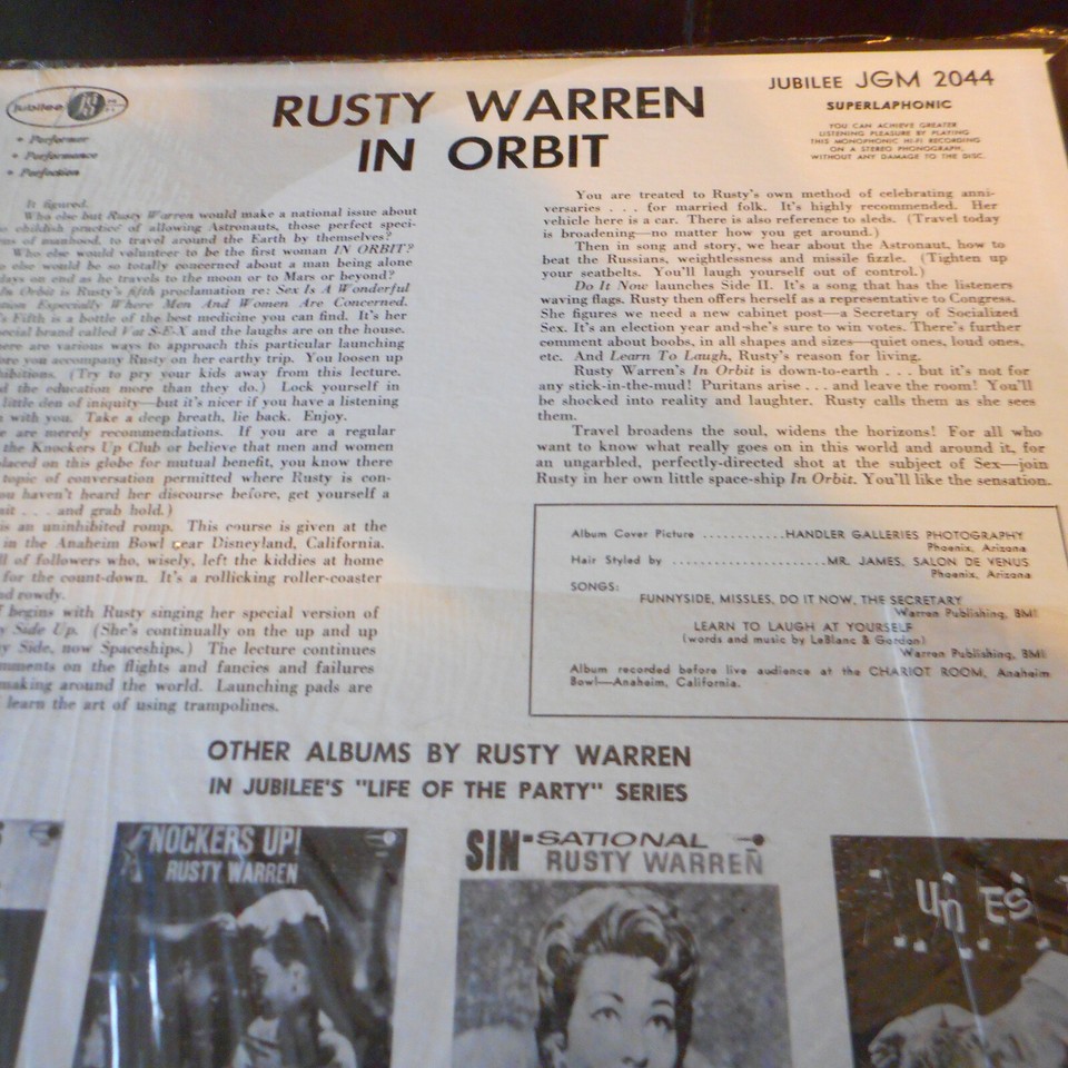 Rusty Warren In Orbit Vintage Vinyl LP | eBay