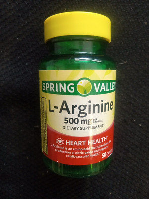 Spring Valley L-Arginine Amino Acid Heart Health Supplement, 500mg, 50 ...