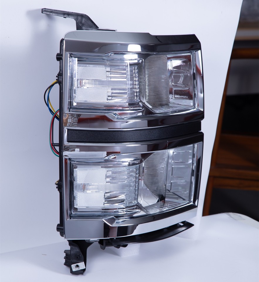 For 2014-2015 Chevy Silverado 1500 Chrome Clear Headlights Headlamps ...