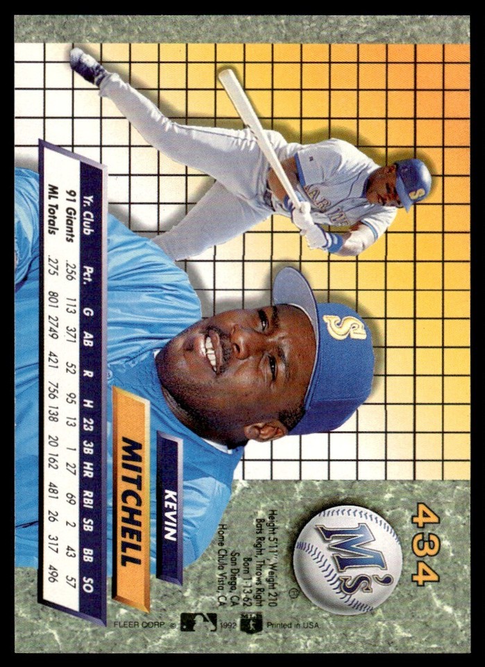1992 Ultra Kevin Mitchell Seattle Mariners #434 | eBay