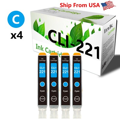 (4-Pack,Cyan) CLI 221 Ink Cartridge CLI-221 for PIXMA MP990 Printer | eBay