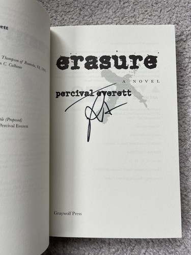 Percival Everett Erasure Signed Novel 9781555975999 | eBay