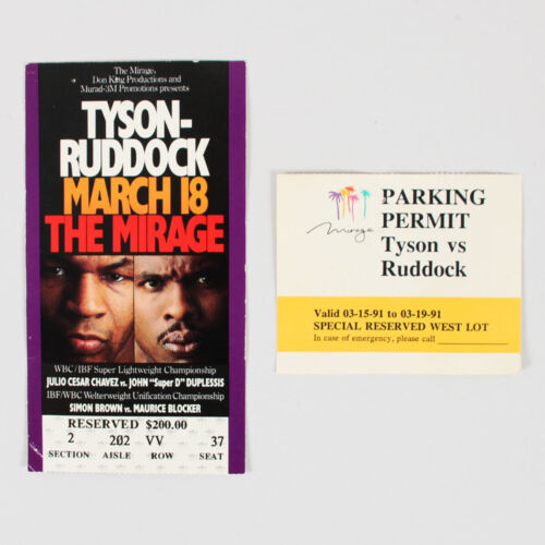 Mike Tyson vs Donovan Ruddock 1991 Boxing Ticket Stub w/Parking pass | eBay