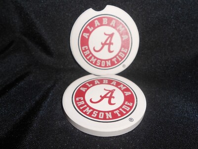 UNIVERSITY OF ALABAMA ABSORBENT CERAMIC CAR CUP HOLDER COASTERS - SET ...
