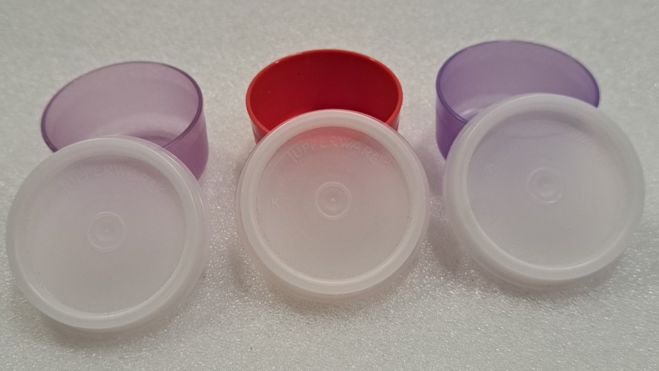 Tupperware Smidgets 3 pc set Mini Container 1oz Red & Clear - Purple ...