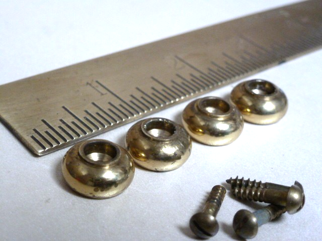 GOOD SET SMALL BRACKET CLOCK SOLID BRASS BUN FEET & SCREWS (Y) | eBay UK