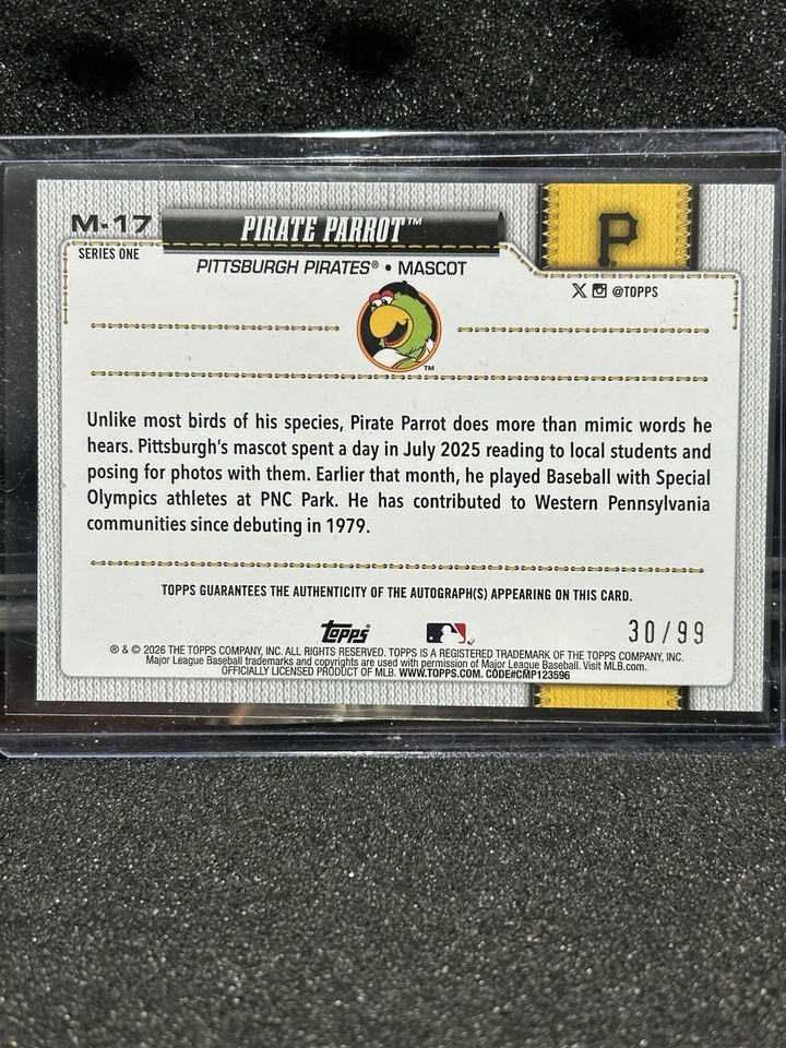 2026 Topps Series 1 Celebration Pirate Parrot Auto /99 Pittsburgh ...