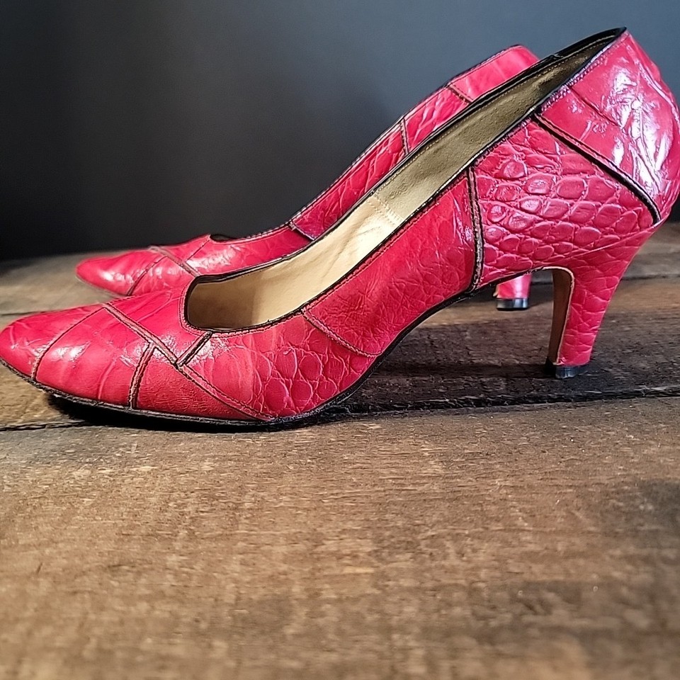 Sioux Falls SD Red Heels Vtg Womens Johansen Shoes S 8.5 Heel Slip On ...