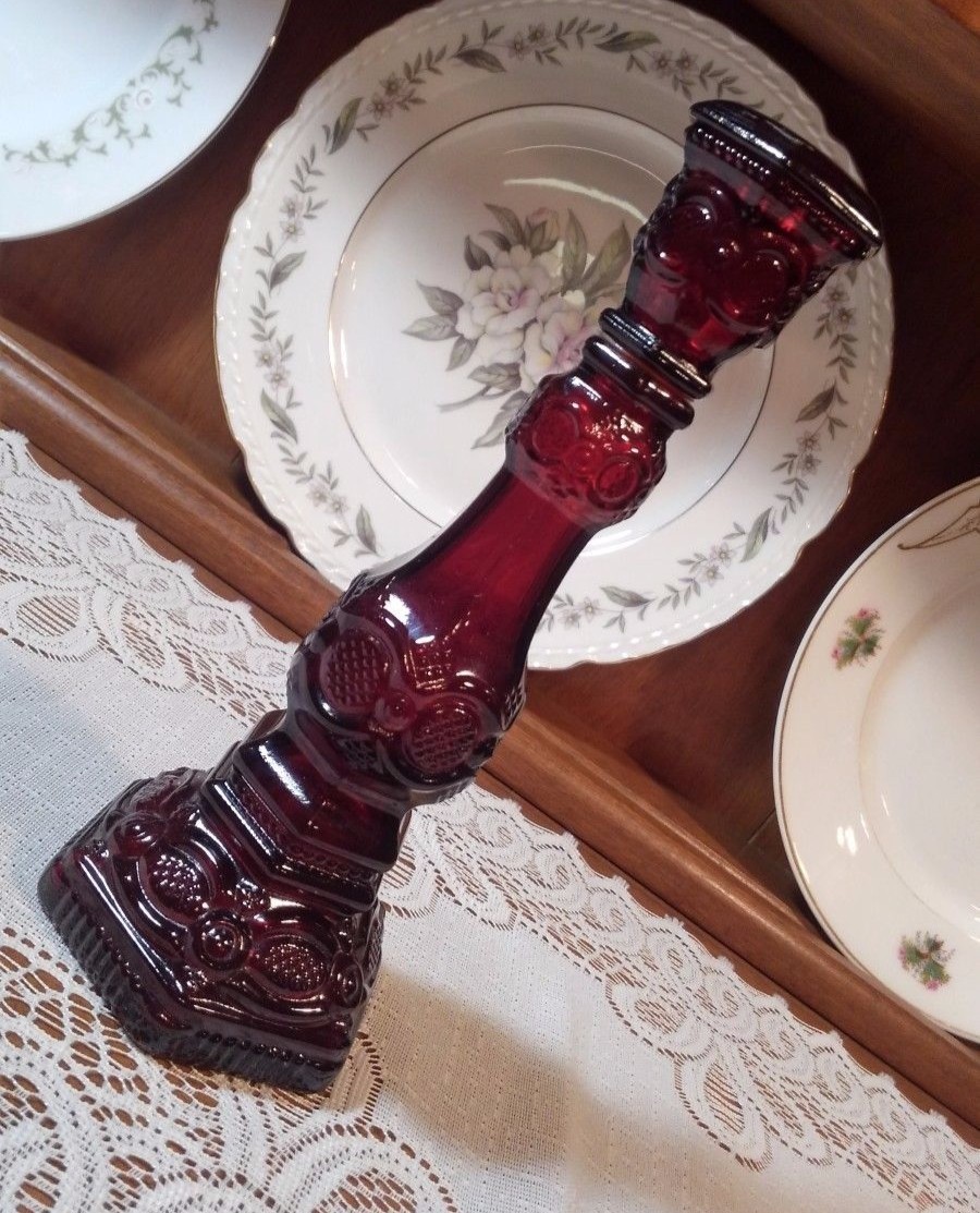 Single AVON CAPE COD RUBY 8 3/4 in. TALL SINGLE LIGHT CANDLESTICK. | eBay