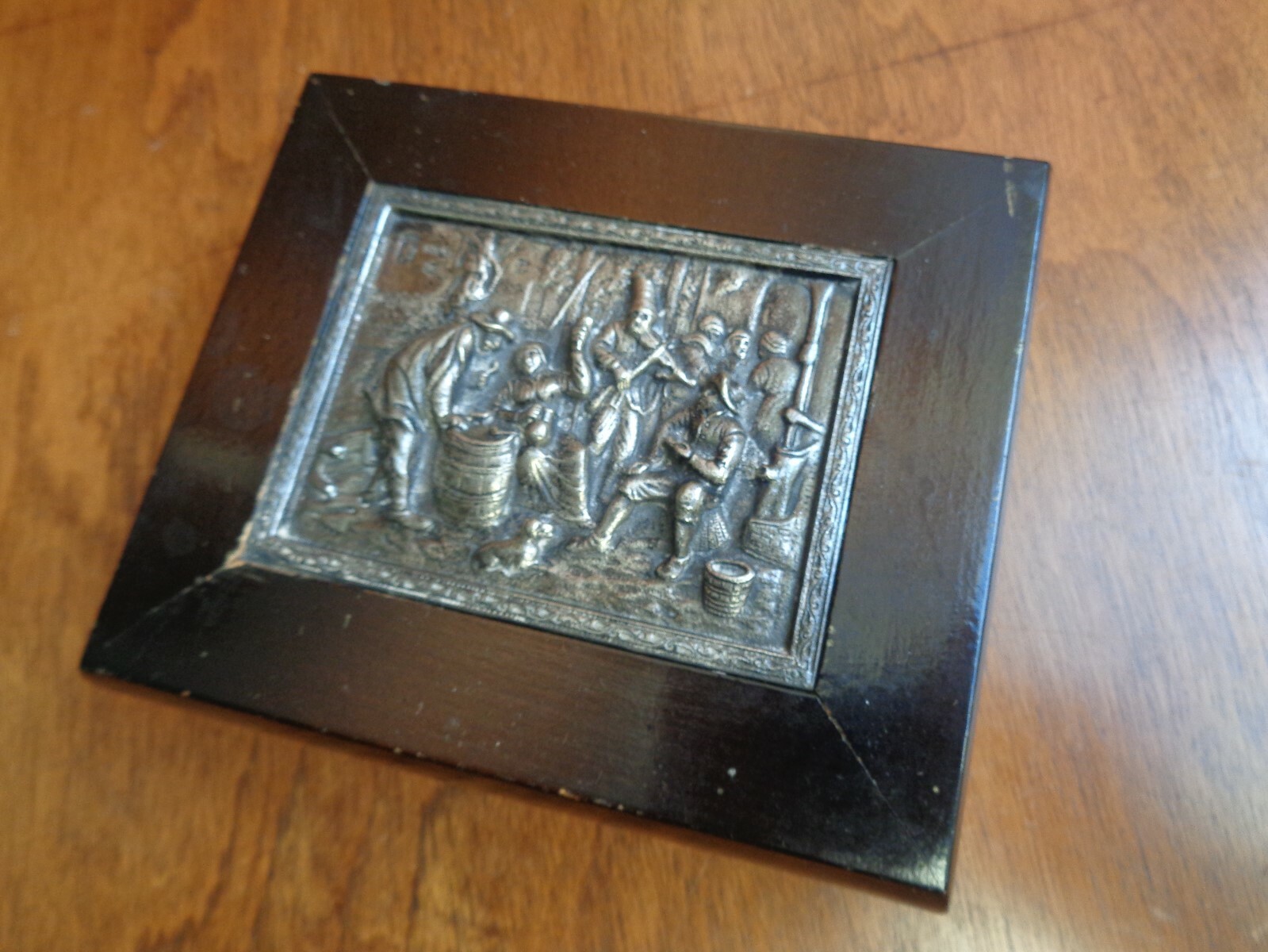 Antique Vintage Zilpla 90 Silver Plate Tavern Scene Jewelry Trinket Box ...