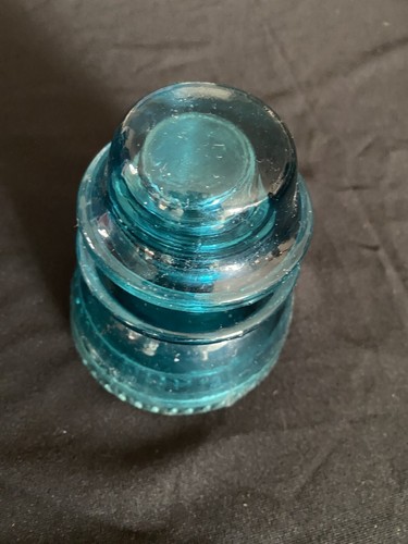 VTG 4.5" Hemingray Glass Power Line Insulator No. 42 Aqua Beaded Bottom ...