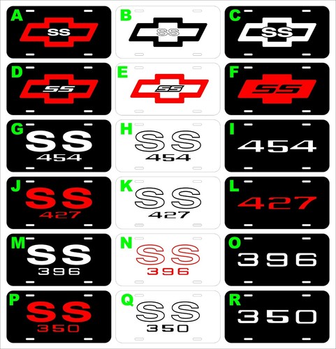 Chevy Chevrolet SS Bowtie Flame 427 454 396 350 assorted metal license ...