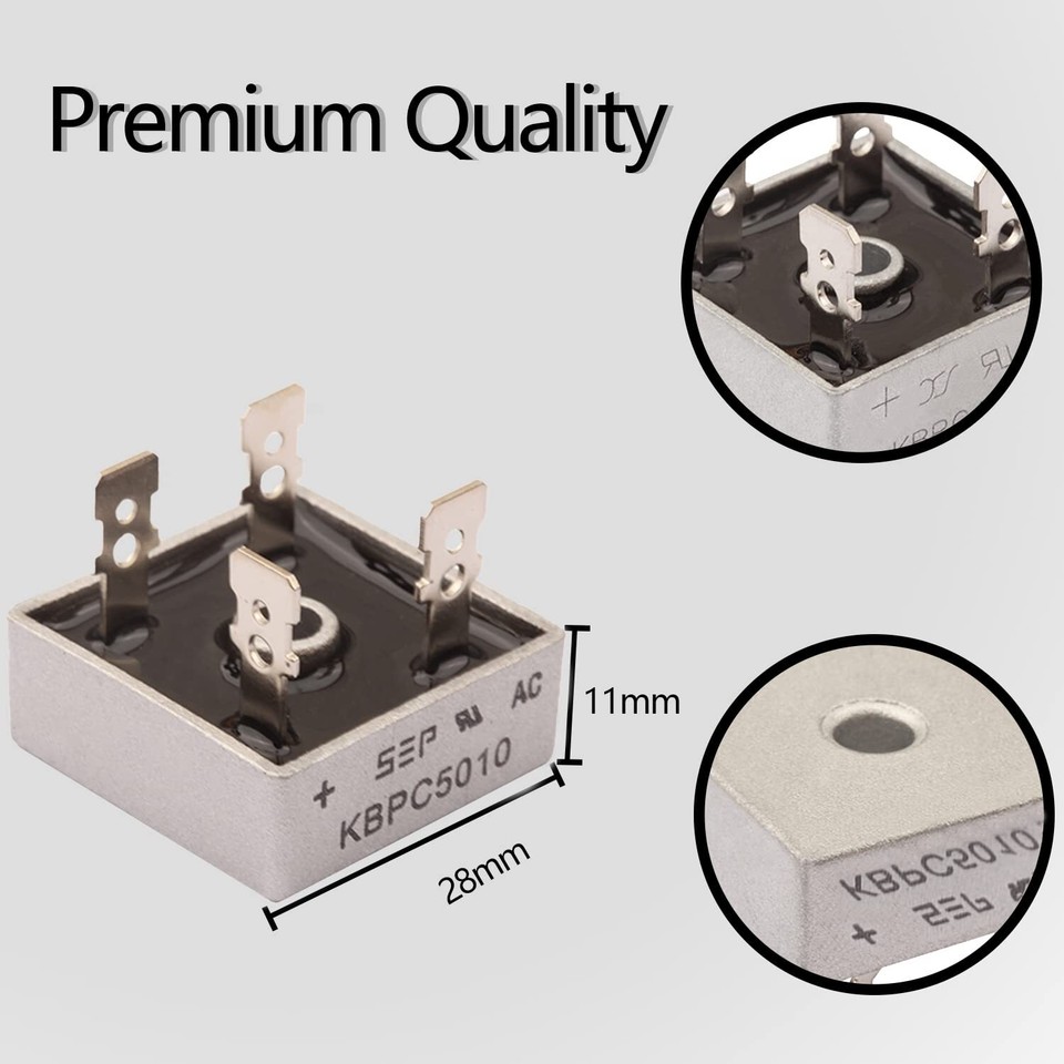 5/10Pcs 1000V 50A Metal Case Single Phase Diode Bridge Rectifier ...