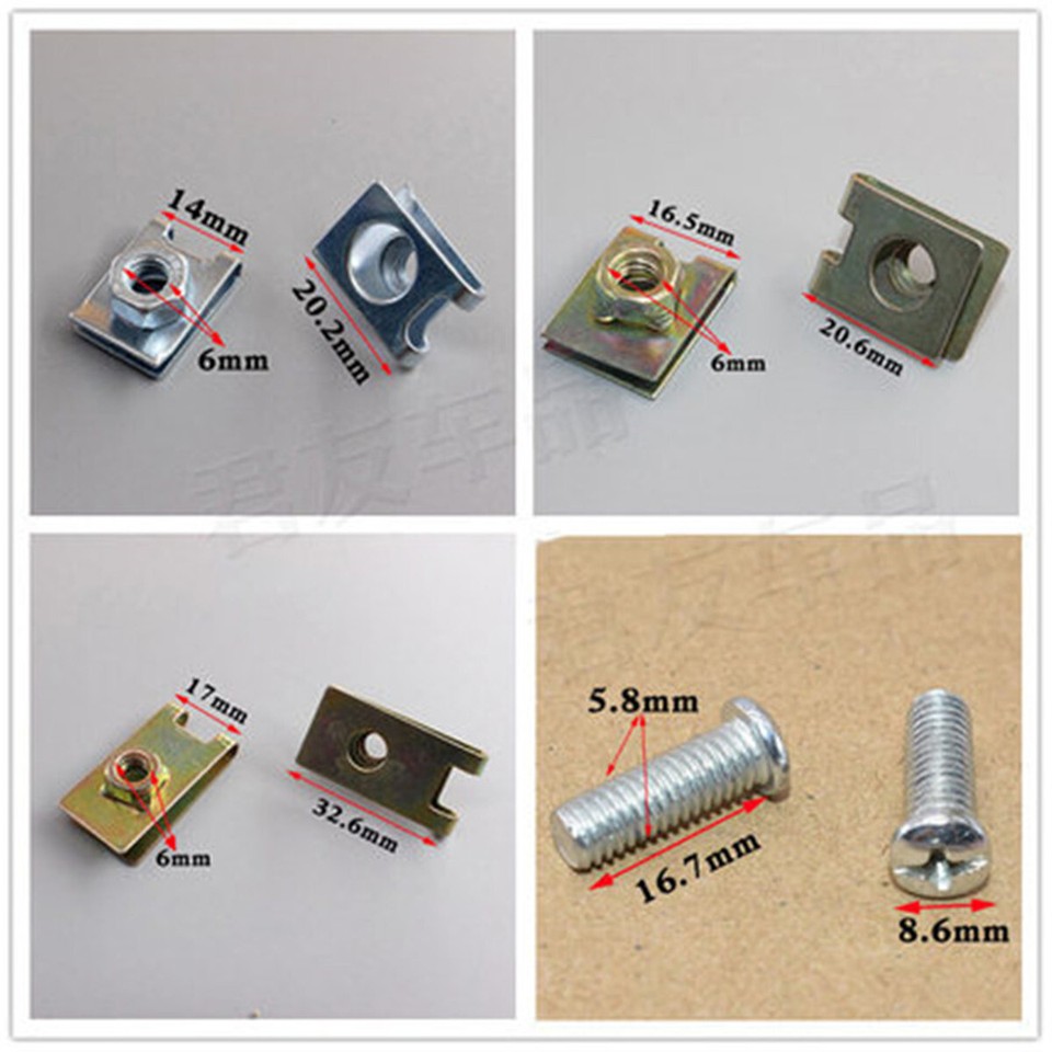 Metal Car Screw Body Fender Bumper Retainer U Nut Clips Panel Fastener ...
