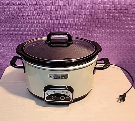 4QT Crock-Pot Slow Cooker SCCPVP400-PY Sunbeam Black White Lid Bowl ...
