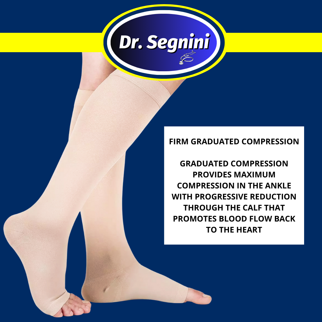 Compression Stockings 20-30 Mmhg Knee High Open Toe Socks Varicose Vein ...