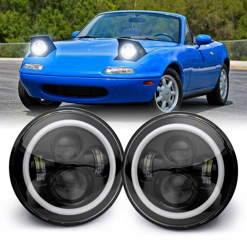 2pcs For 1990-1997 Mazda Miata MX5 MX-5 7 inch Round LED Headlights ...
