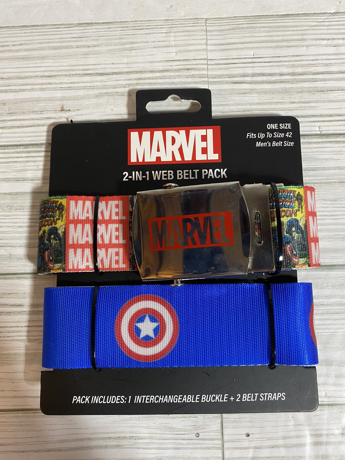 New Marvel Captain America Belt Pack 1 Buckle+2 Belt Straps Fits Up to ...