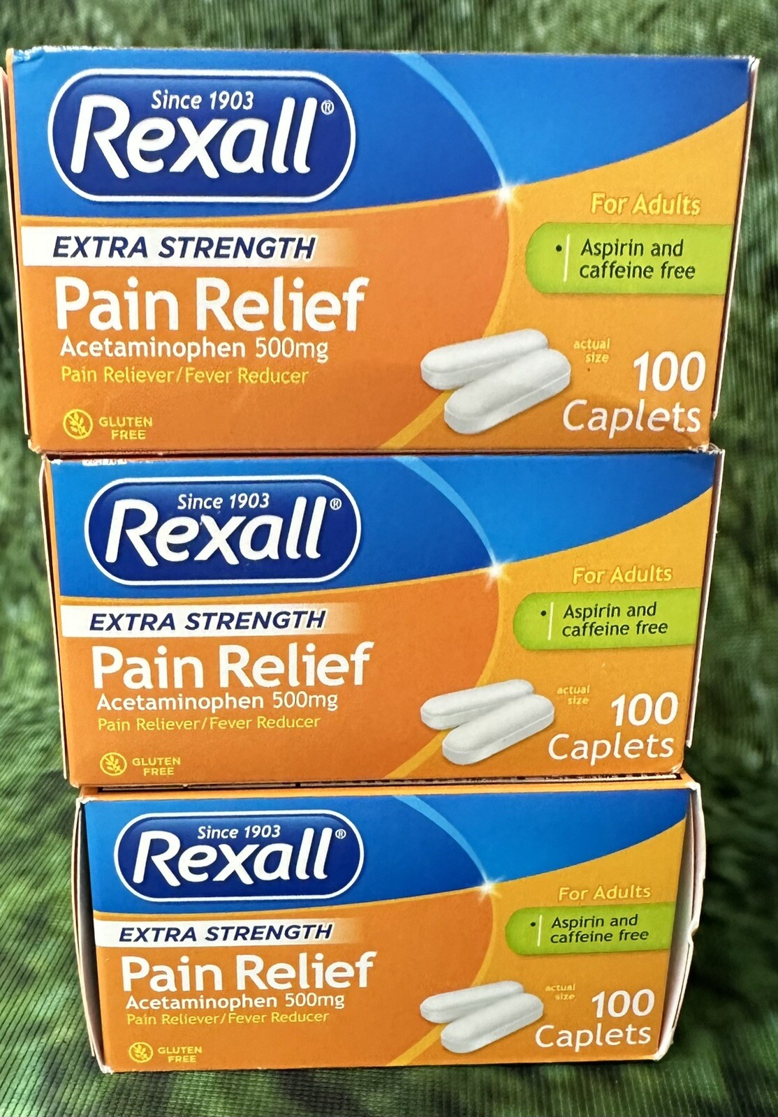 3 Rexall Extra Strength Pain Relief, Acetaminophen 500mg, 100 Caplets ...