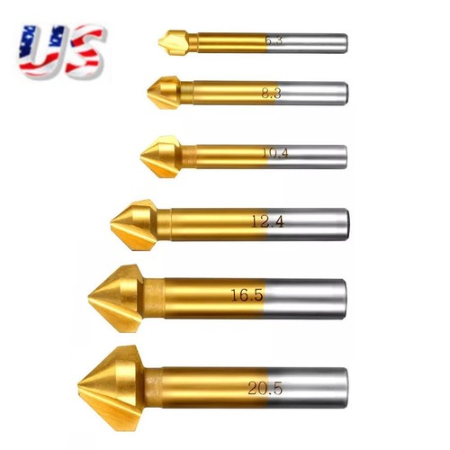 6 Pcs Durable 90 Degree HSS Chamfer Cutter Bit Chamfering Countersink ...