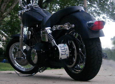 Harley Dyna Super Glide Rod FXDC FXR FX Rolled License plate relocator ...