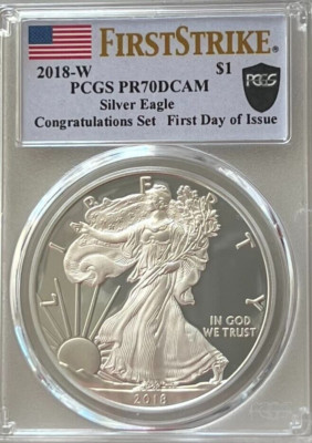 2018-W Silver Eagle PCGS PR-70 DCAM from Congratulation Set First ...