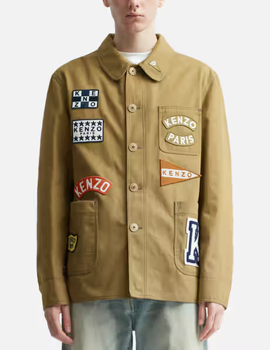 KENZO Sailor Workwear Jacket Men's S Khaki Collared Long Sleeve Button ...