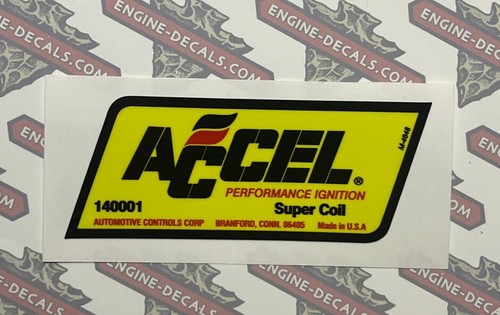 Accel Super Coil Label Engine Decals Vintage Style 1970’s 3 3/4” Long ...