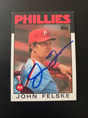 John Felske Signed 1986 Topps #621 Card Philadelphia Phillies Autograph ...