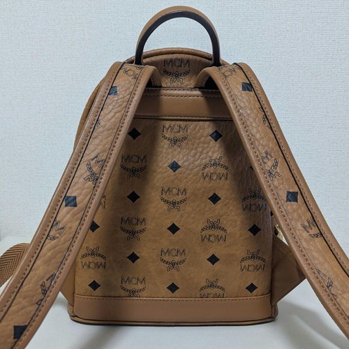 MCM Side Stud Backpack Visetos Gold Metal Cognac w/guarantee card ...