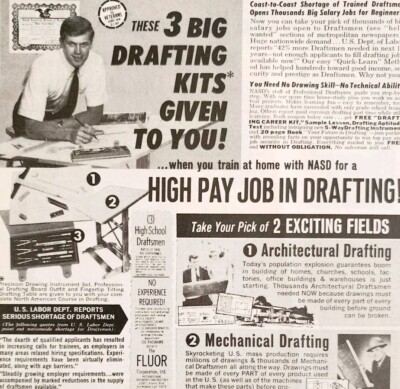 1969 North American Drafting School Training Advertisement Jobs Drawing ...