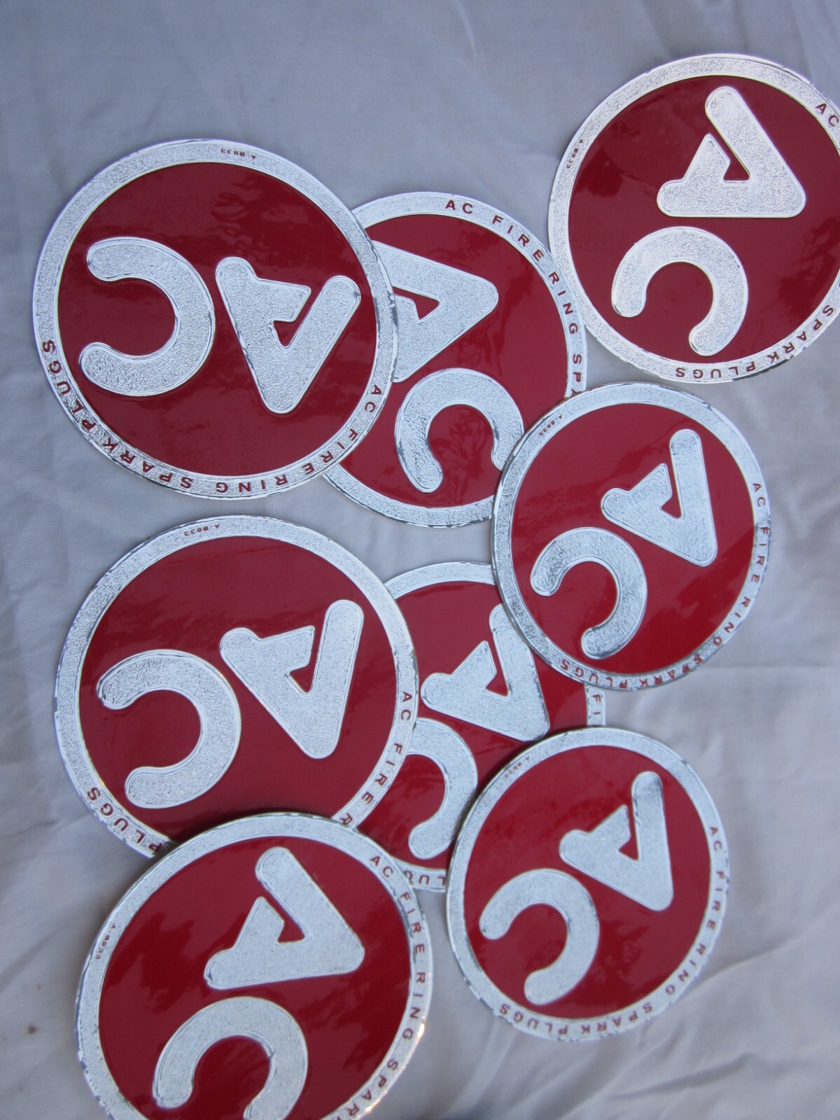 Lot of 7 NOS vintage 1970's AC Delco Spark Plugs racing decals 5 1/2 ...